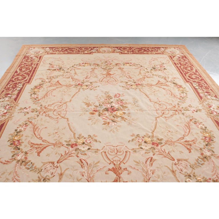 French Semi-Antique Aubusson Needlepoint Rug For Sale at 1stDibs
