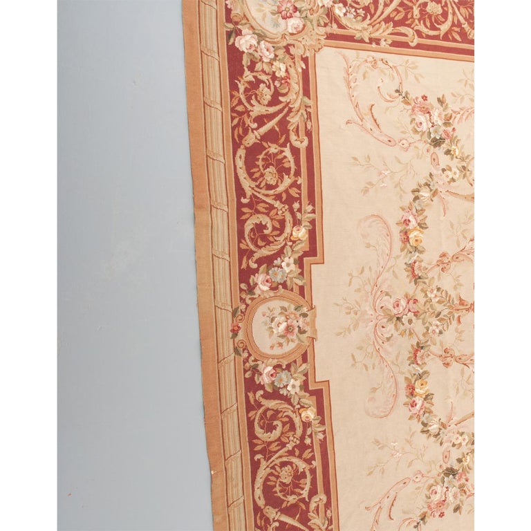 French Semi-Antique Aubusson Needlepoint Rug For Sale at 1stDibs