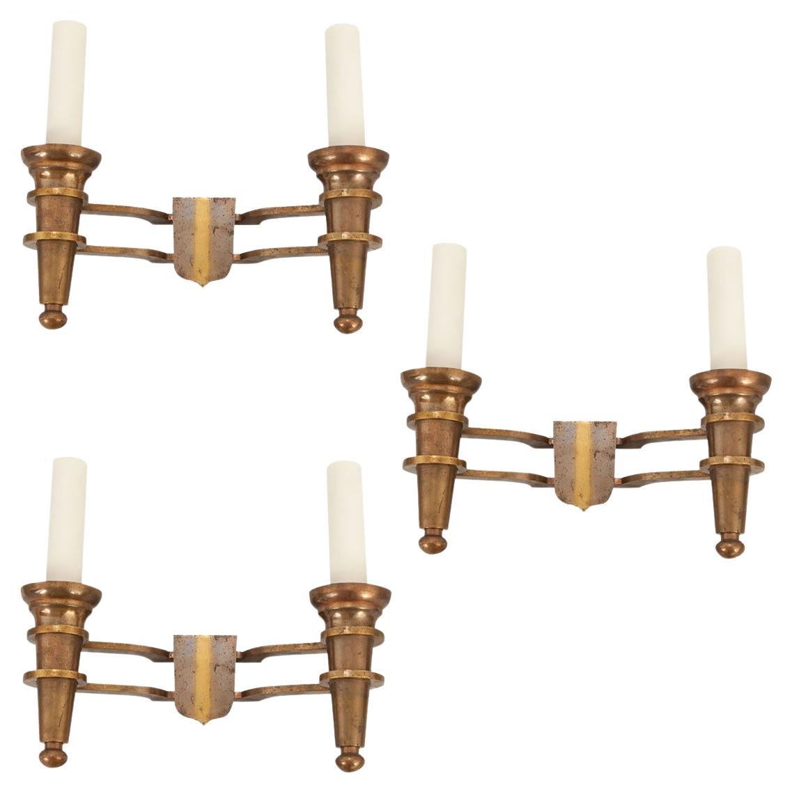 Vintage Solid Brass French Sconces at 1stDibs