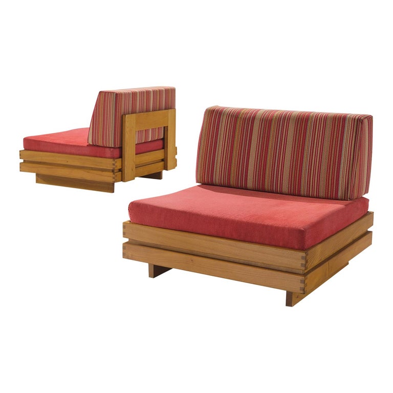 French Set of Two Modular Lounge Chairs For Sale at 1stDibs