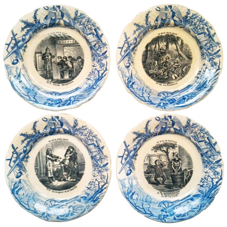French Set "Talking Plates", Signed Hippolyte Boulenger Choisy-le-Ro at ...
