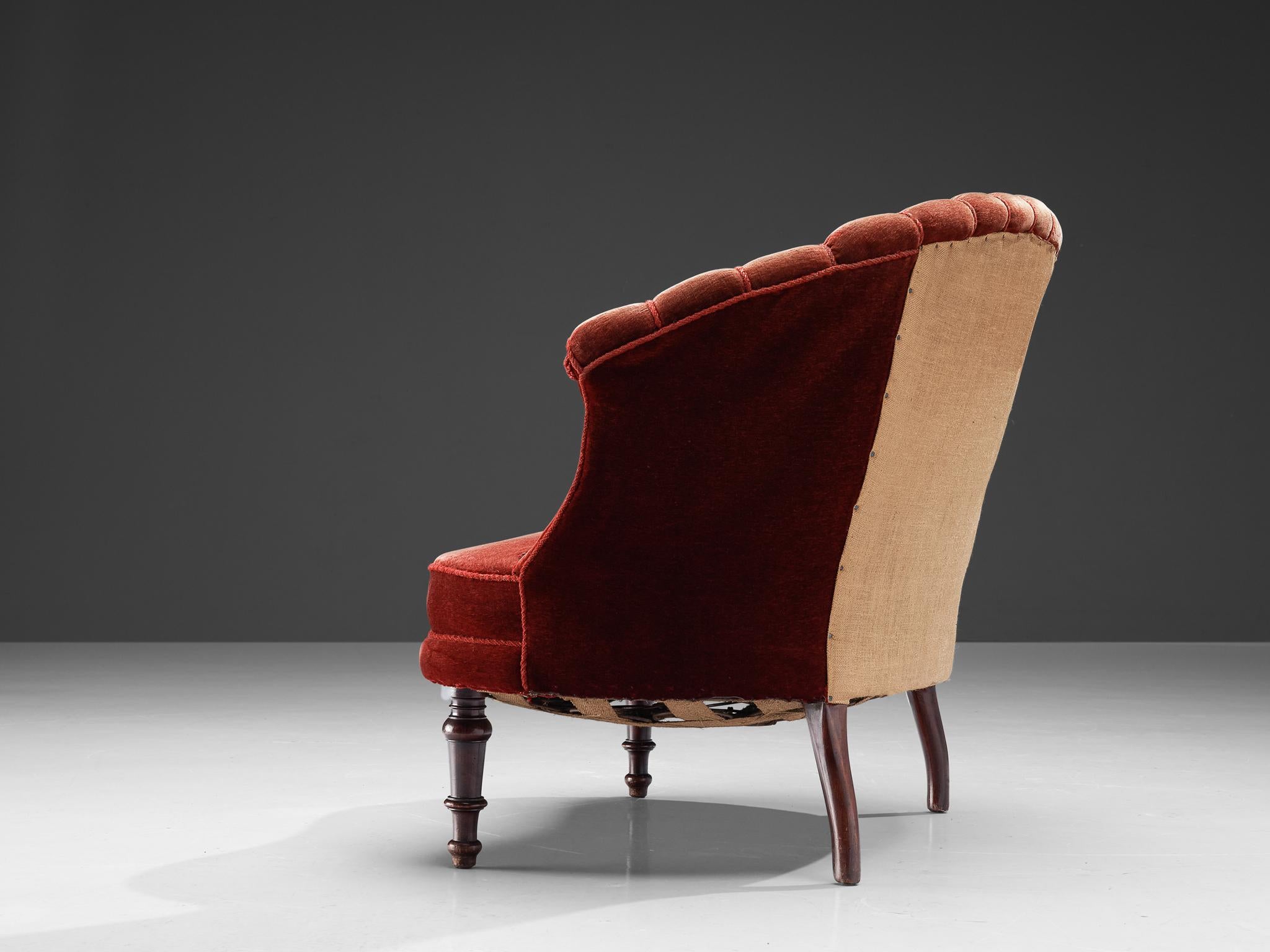 French Settee in Red Velvet Upholstery For Sale at 1stDibs | red velvet ...