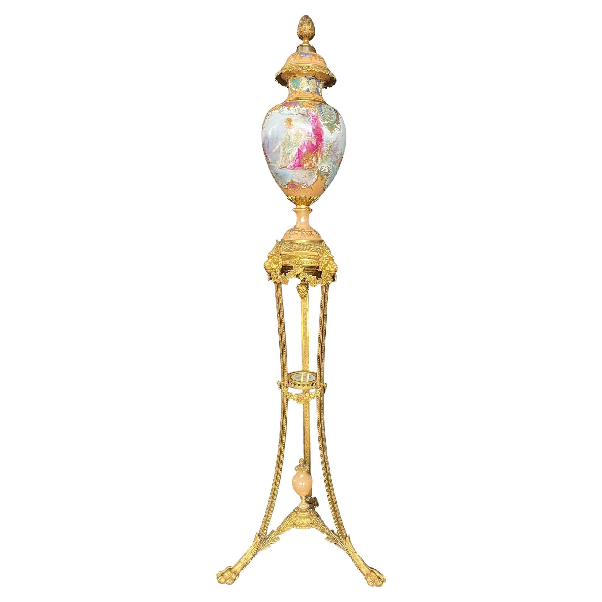 Sèvres Blue Porcelain Urn on Gilt Bronze Plinth For Sale at 1stDibs ...