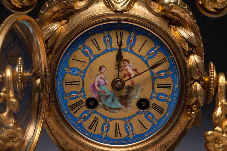 French Sèvres Porcelain Clock Set For Sale at 1stDibs