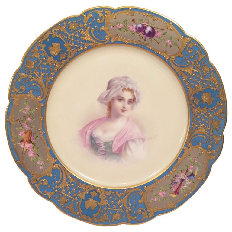 French Sevres Portrait Plate of a Beautiful Woman Artist Signed at ...