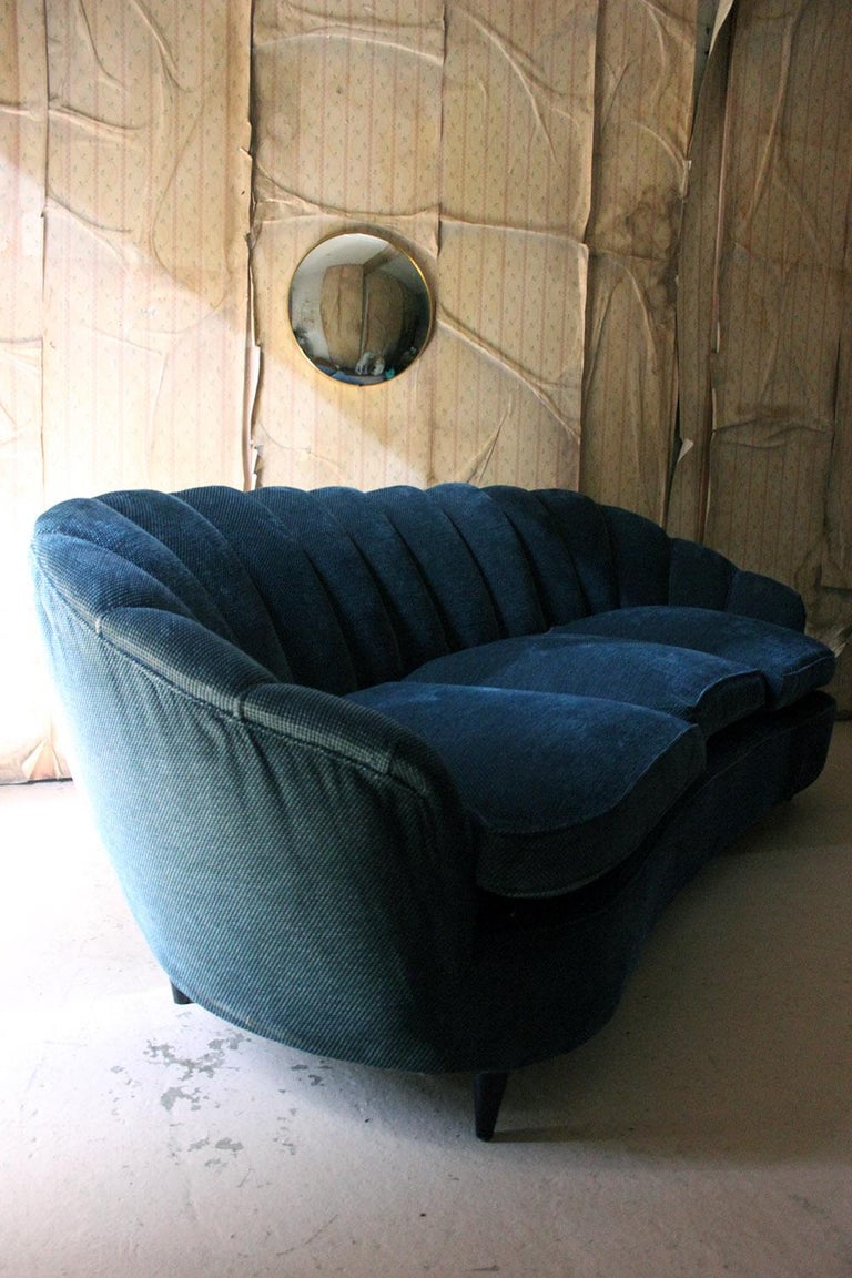French Shell Backed and Ebonized Sofa, circa 1930 at 1stDibs