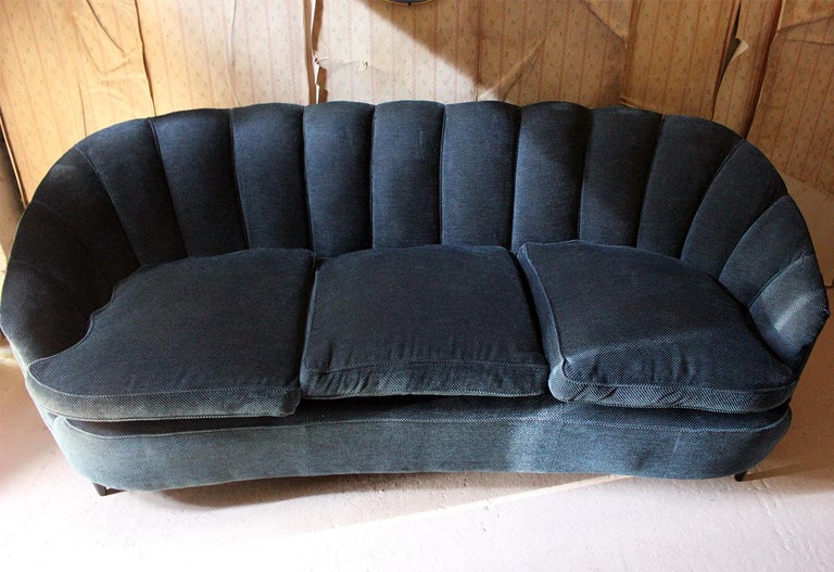 French Shell Backed and Ebonized Sofa, circa 1930 at 1stDibs