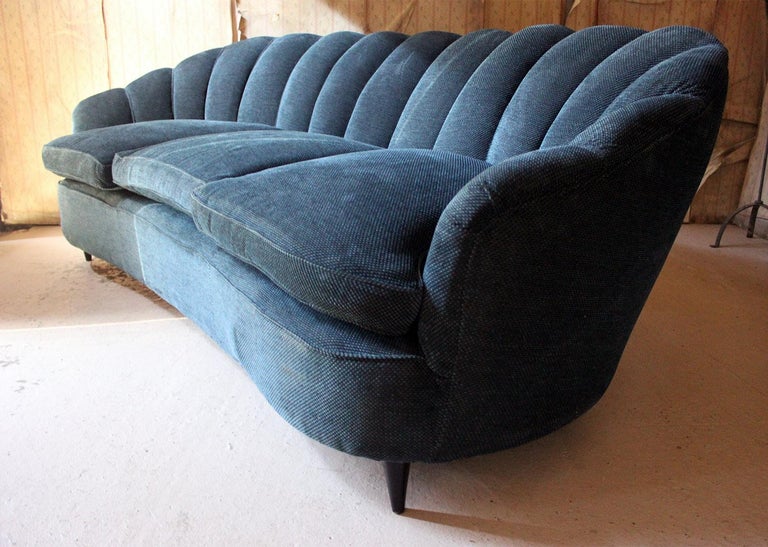 French Shell Backed and Ebonized Sofa, circa 1930 at 1stDibs