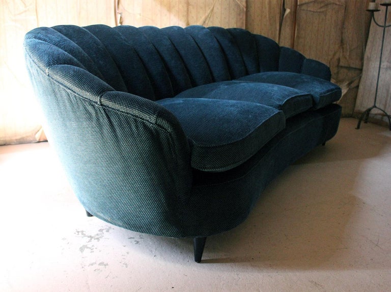 French Shell Backed and Ebonized Sofa, circa 1930 at 1stDibs