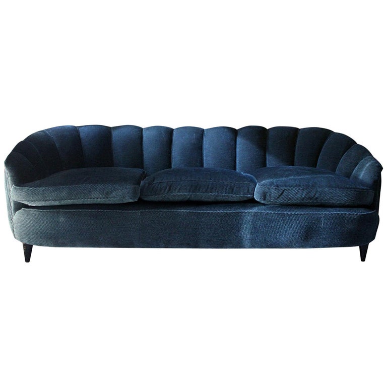 French Shell Backed and Ebonized Sofa, circa 1930 at 1stDibs