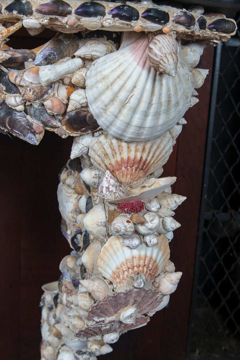 French Shell Console Table, Baroque Grotto Style at 1stDibs