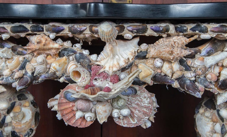 French Shell Console Table, Baroque Grotto Style at 1stDibs