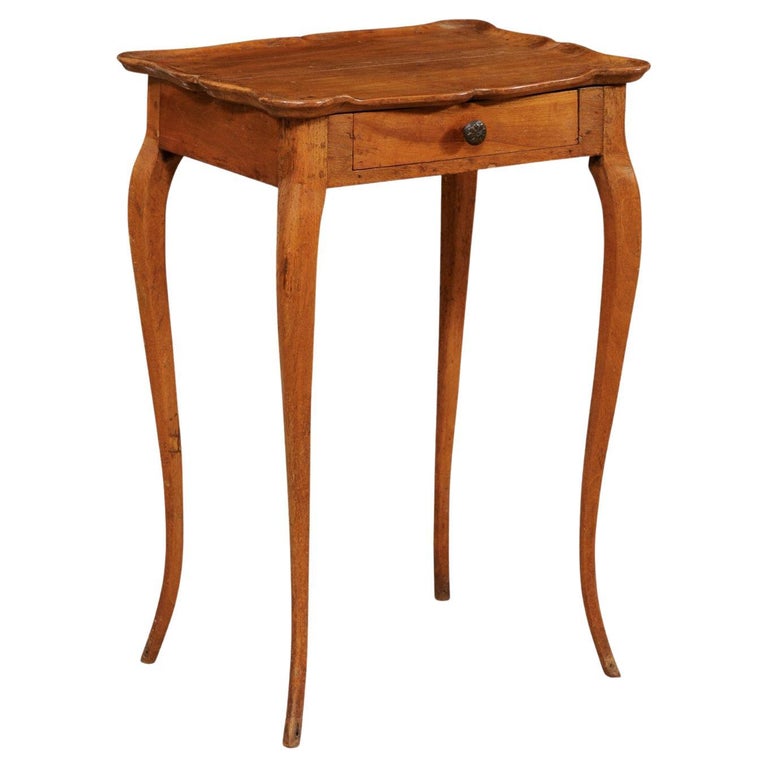 French Side Table w/Single Drawer and Rectangular-Shaped Pie-Crust Top ...