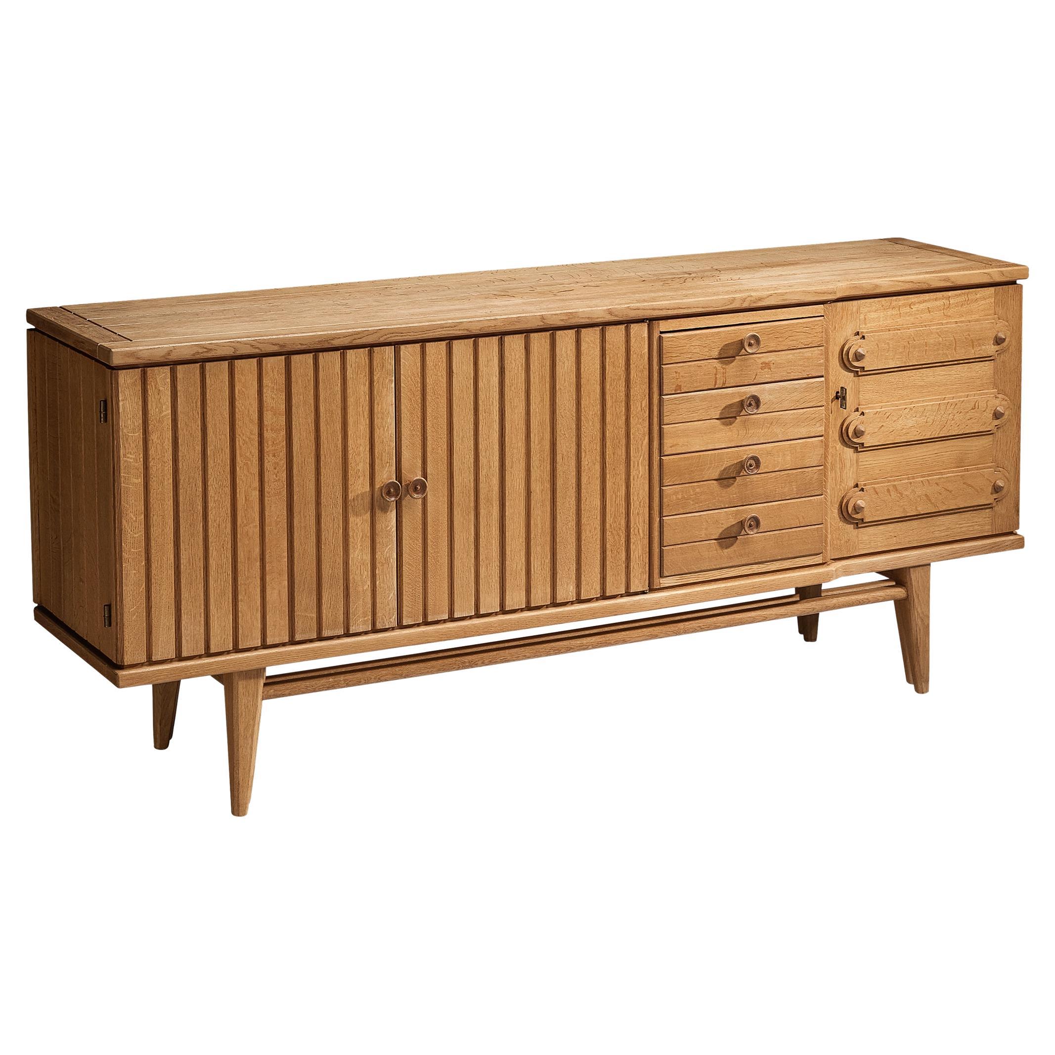 Large French Solid Oak Sideboard with Square Front Design, France ...