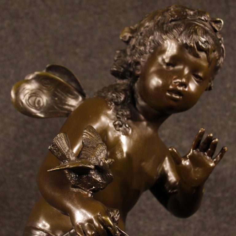 French Signed Bronze Sculpture Depicting Le Message by Auguste Moreau ...