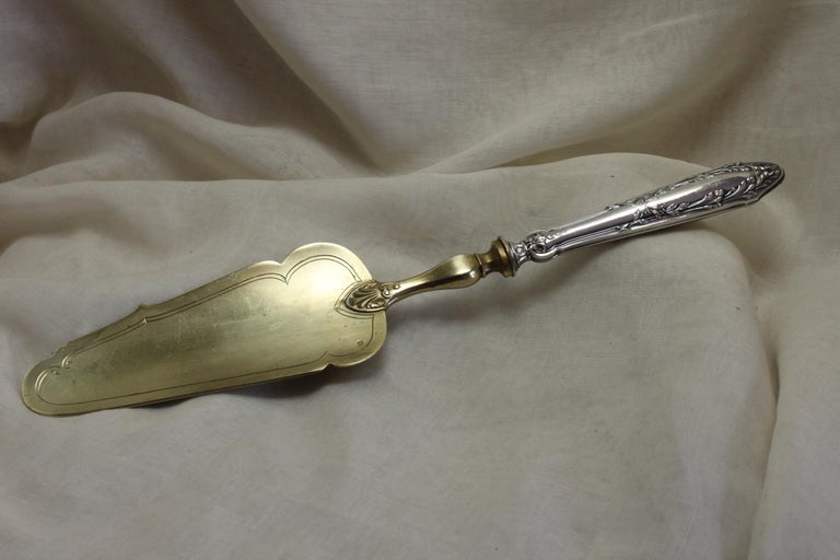French Silver Cake Slice with Gilt Blade For Sale at 1stDibs