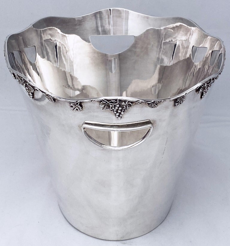 French Silver Champagne Bucket or Wine Cooler with Grape Motif For Sale ...
