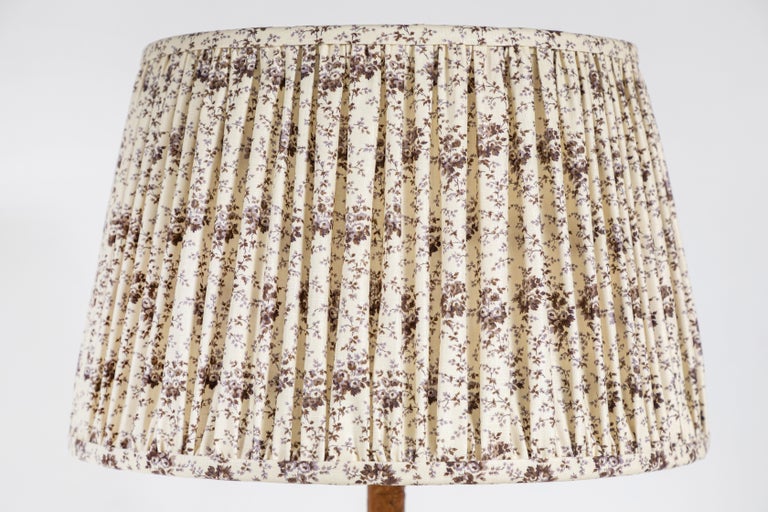 French Silver Floor Lamp with Custom Floral Shade at 1stDibs