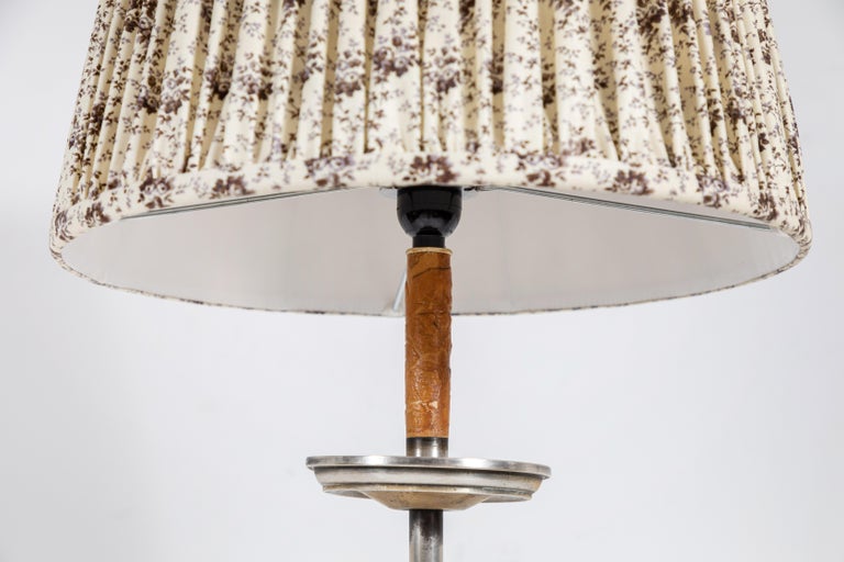 French Silver Floor Lamp with Custom Floral Shade at 1stDibs