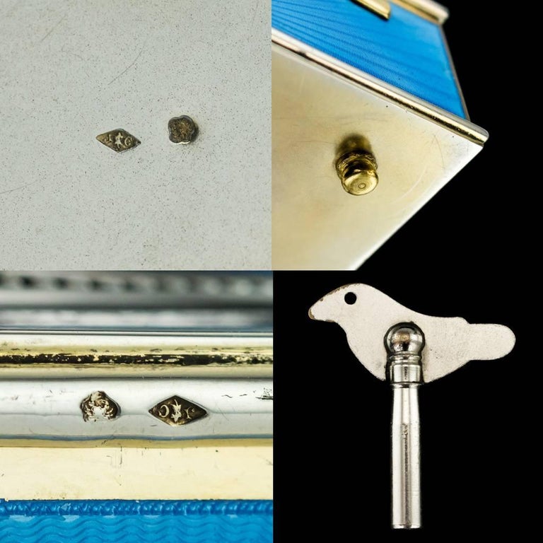 French Silver-Gilt and Enamel Bird Automaton Box, circa 1910 at 1stDibs