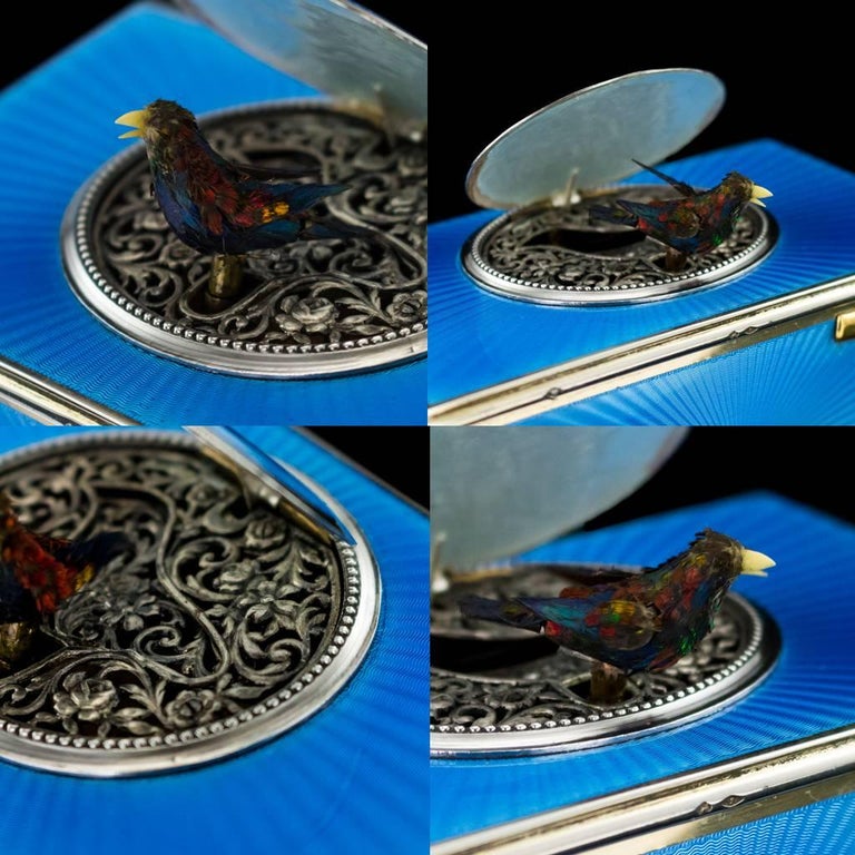 French Silver-Gilt and Enamel Bird Automaton Box, circa 1910 at 1stDibs