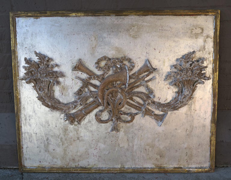 French Silver and Gold Pair of Carved Cornucopia Panel, circa 1930s For ...