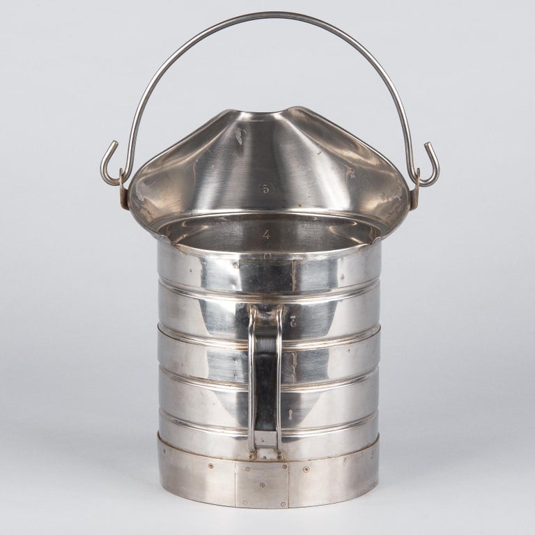 French Silver Metal Measuring Milk Pitcher, 1950s at 1stDibs