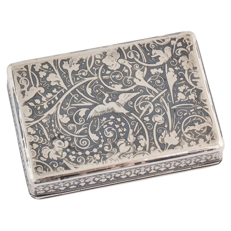 French Silver Niello Snuff Box, Hunting Scene, Early 19th Century For ...