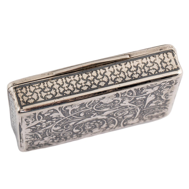 French Silver Niello Snuff Box, Hunting Scene, Early 19th Century For ...