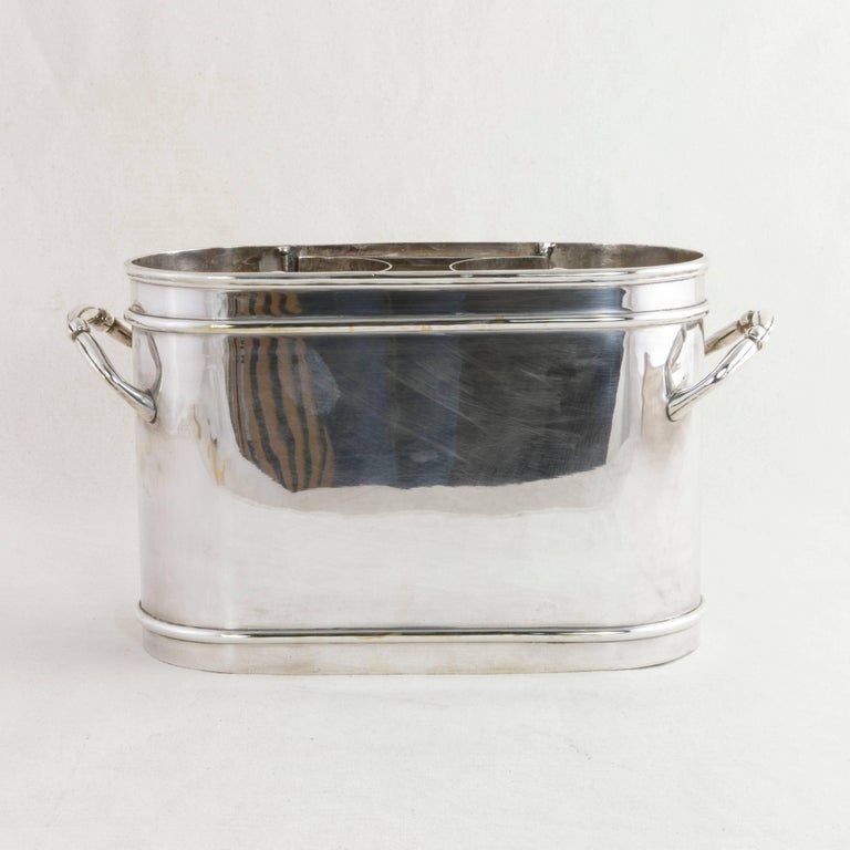 French Silver Plate Champagne Bucket or Wine Chiller, Divider for Two ...