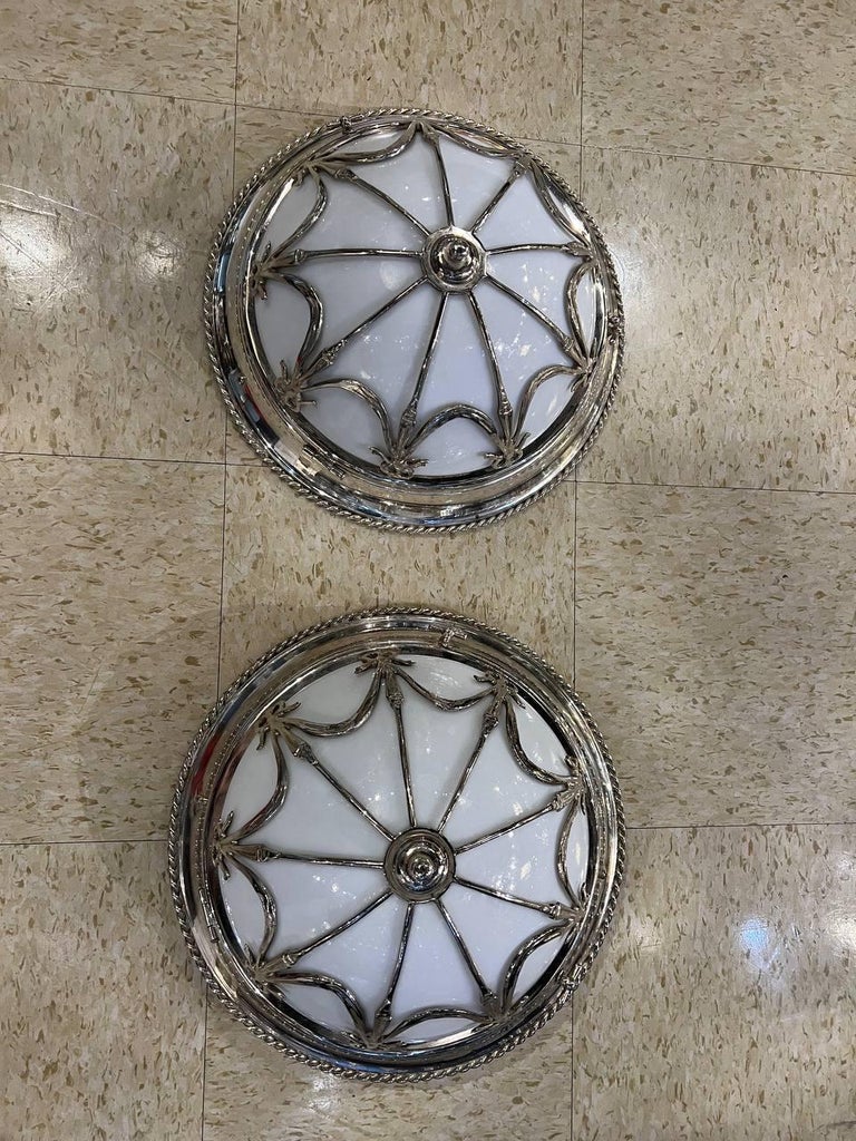 French Silver Plated Light Fixture, Circa 1930s For Sale at 1stDibs