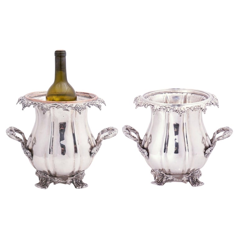 French Silver Wine Coolers with Grape Motif 'Priced Individually' For ...