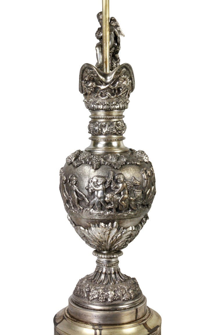 French Silvered Bronze Ewer Table Lamp Retailed by Tiffany For Sale at ...
