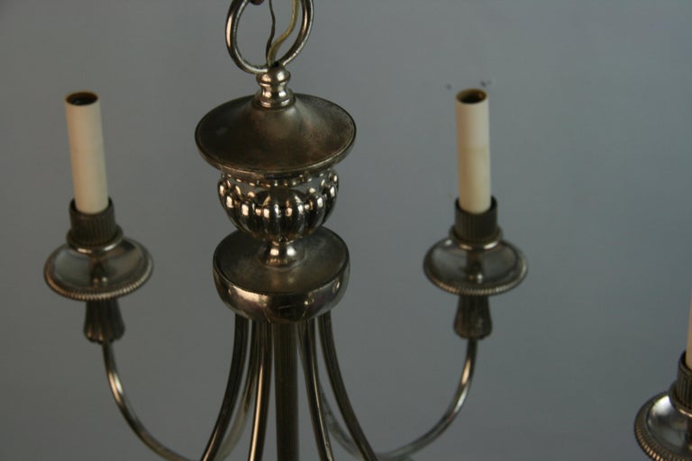 French Six Light Nickel Classical Modern Chandelier, 1960's For Sale at ...