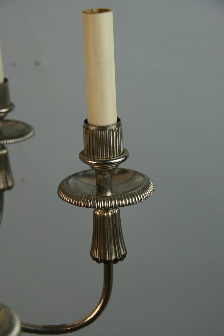 French Six Light Nickel Classical Modern Chandelier, 1960's For Sale at ...
