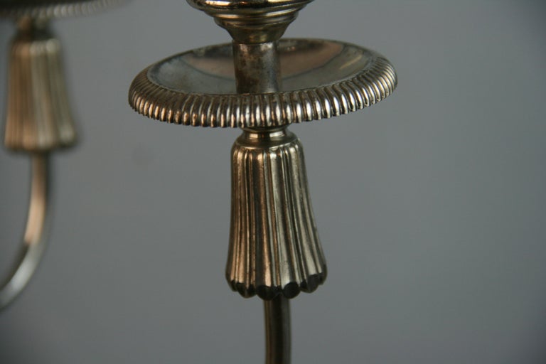 French Six Light Nickel Classical Modern Chandelier, 1960's For Sale at ...