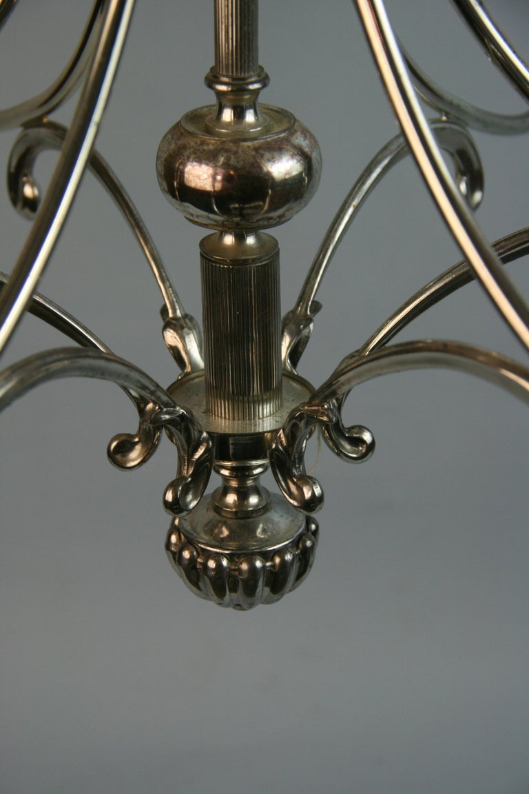 French Six Light Nickel Classical Modern Chandelier, 1960's For Sale at ...