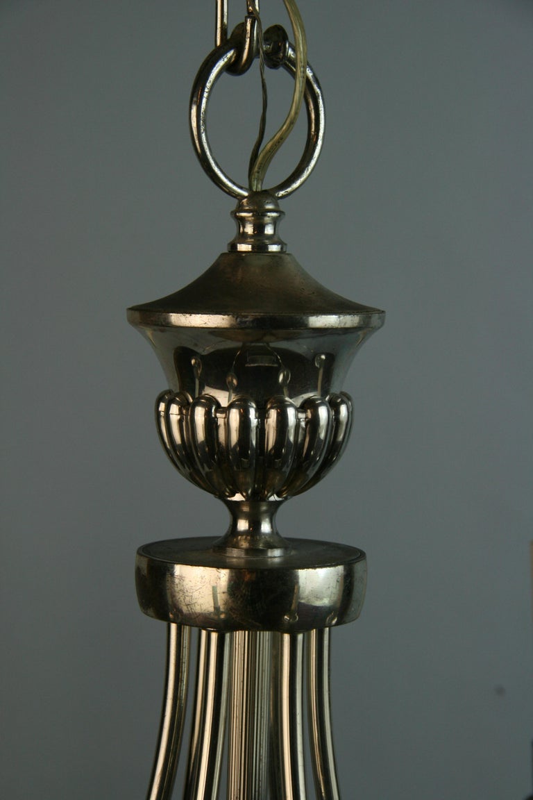 French Six Light Nickel Classical Modern Chandelier, 1960's For Sale at ...