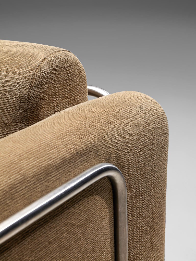 French Sofa in Beige Fabric with Tubular Frame For Sale at 1stDibs
