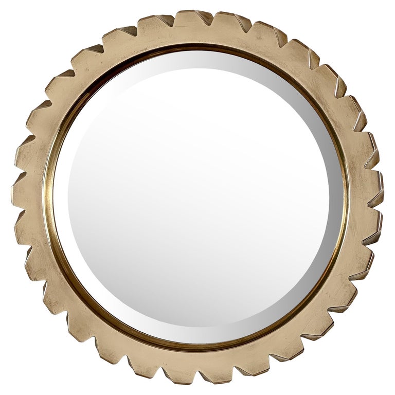 French Solid Bronze Modernist Wall Mirror For Sale at 1stDibs