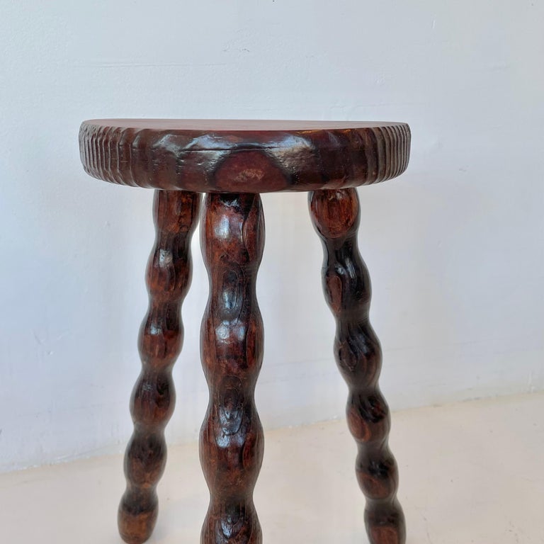 French Spiral Tripod Stool at 1stDibs