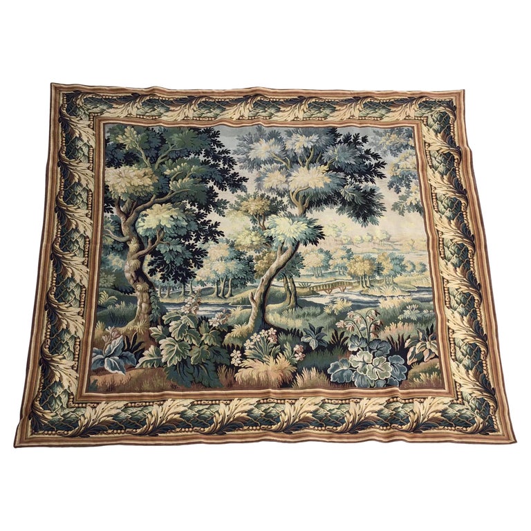 French Square Wall Tapestry in the Verdure Style For Sale at 1stDibs