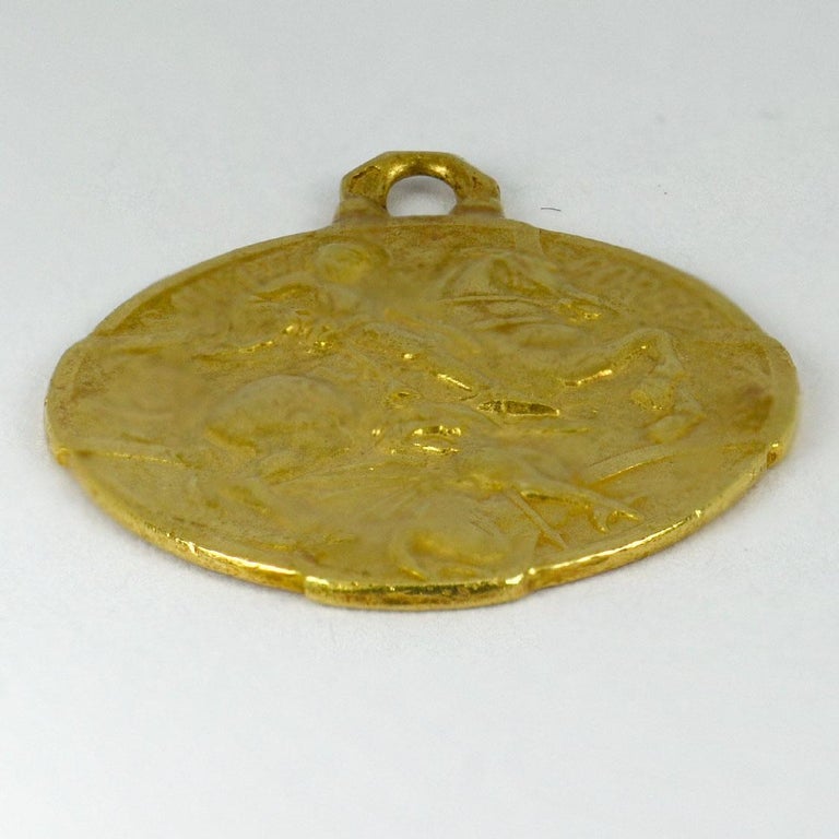 French St George 18K Yellow Gold Charm Pendant at 1stDibs