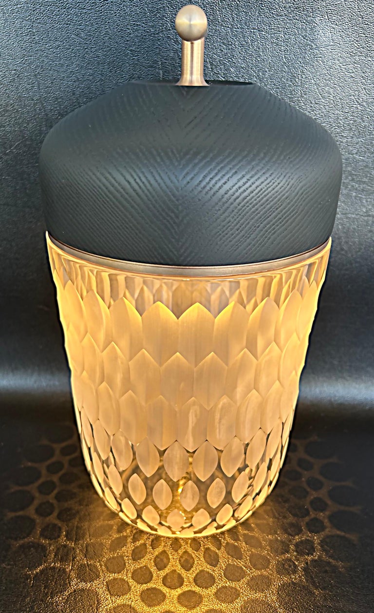 French St. Louis Crystal "Baladeuse Folia" Portable Lamp with Auto ...