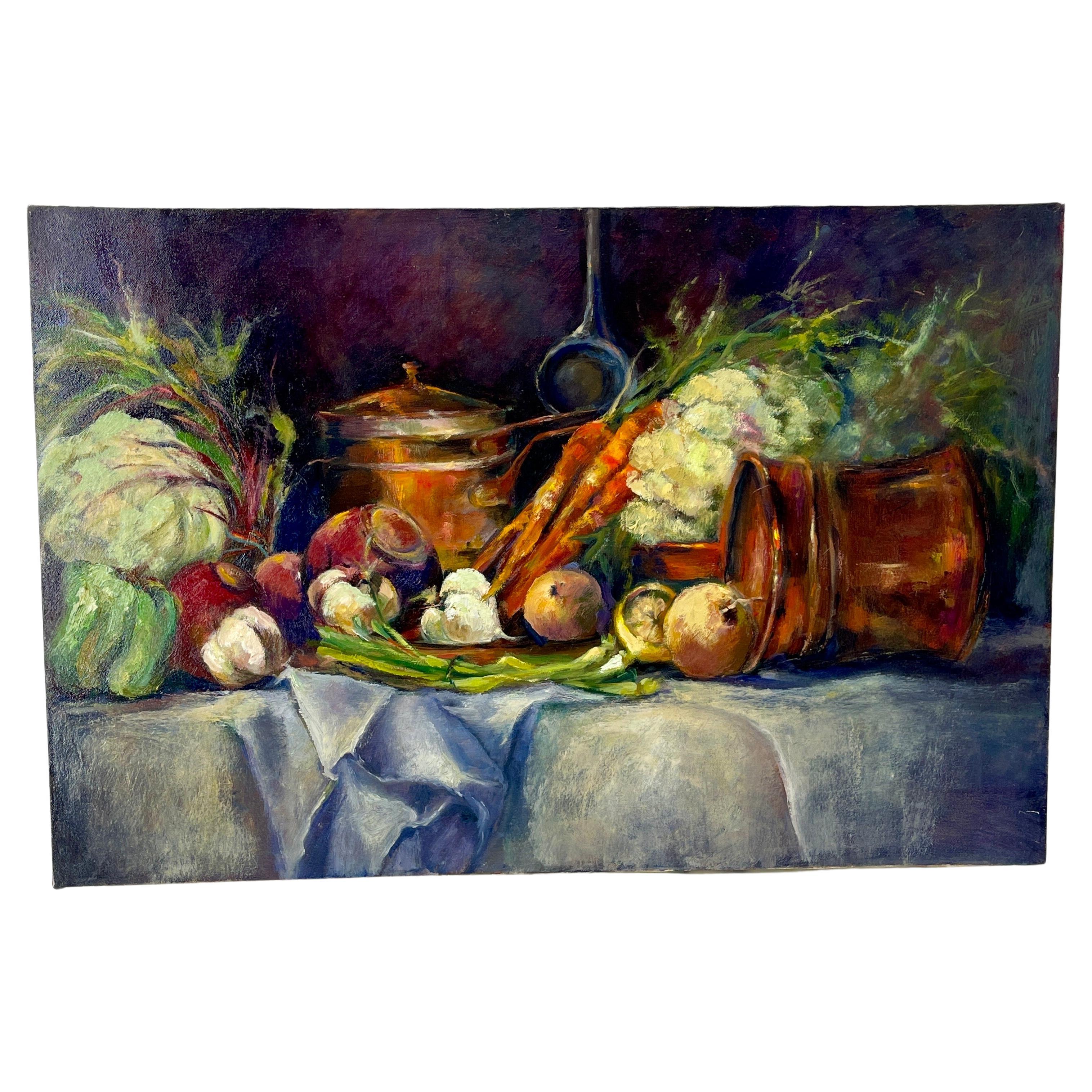 French Still Life with Vegetables, Oil Painting on Canvas For Sale at ...