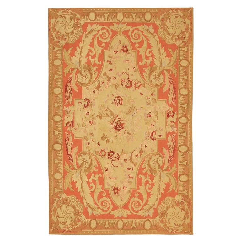 French Stlye Flat-weave Aubusson Rug with Floral Design, 21st Century ...