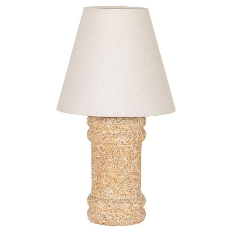 French, Stone and Linen Table Lamp For Sale at 1stDibs