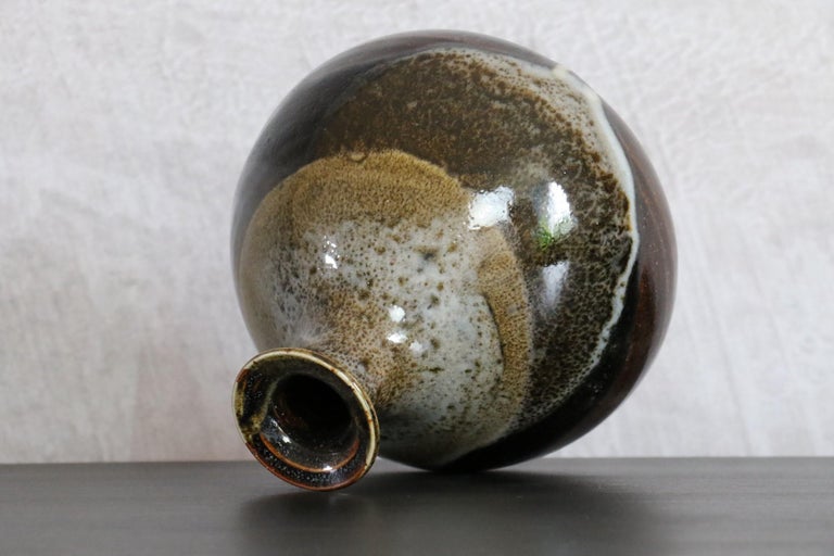 French Studio Pottery Stoneware Vase, with Layers of Glazes Drips For ...