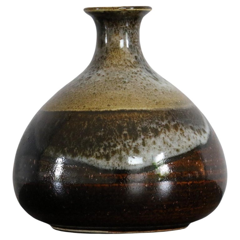 French Studio Pottery Stoneware Vase, with Layers of Glazes Drips For ...
