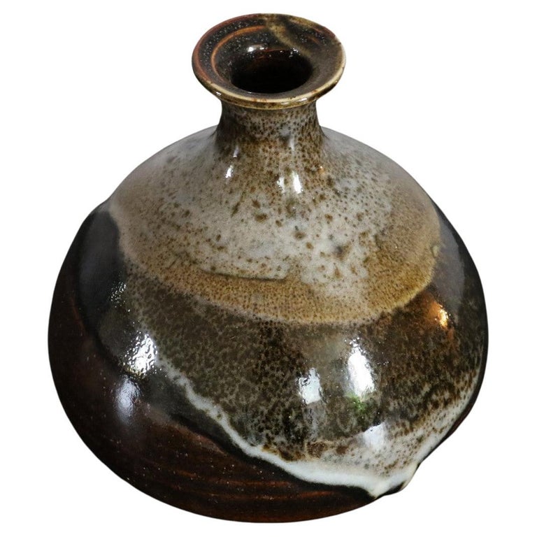 French Studio Pottery Stoneware Vase, with Layers of Glazes Drips For ...